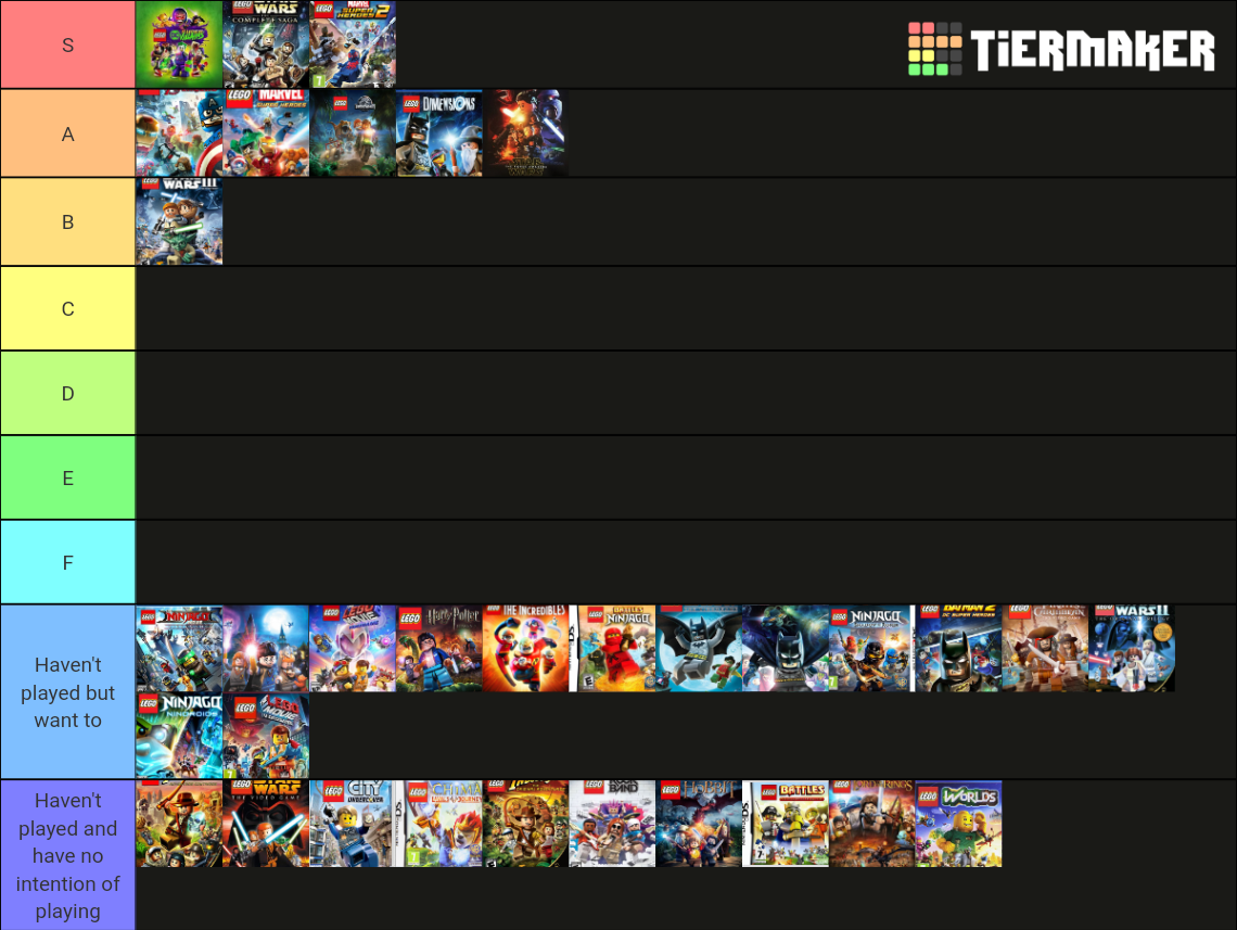 Lego Games from 2005 - 2020 Tier List (Community Rankings) - TierMaker