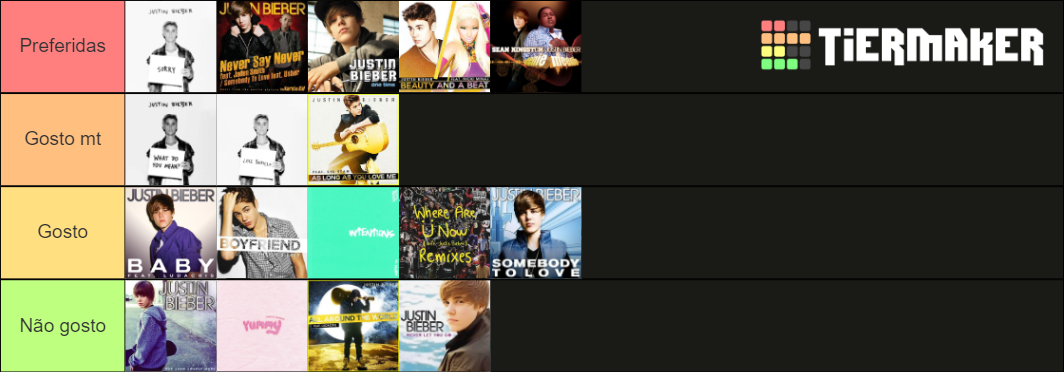 Justin Bieber singles Tier List (Community Rankings) - TierMaker