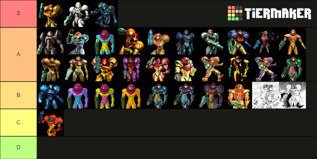 Metroid - Samus Suits Tier List (Community Rankings) - TierMaker