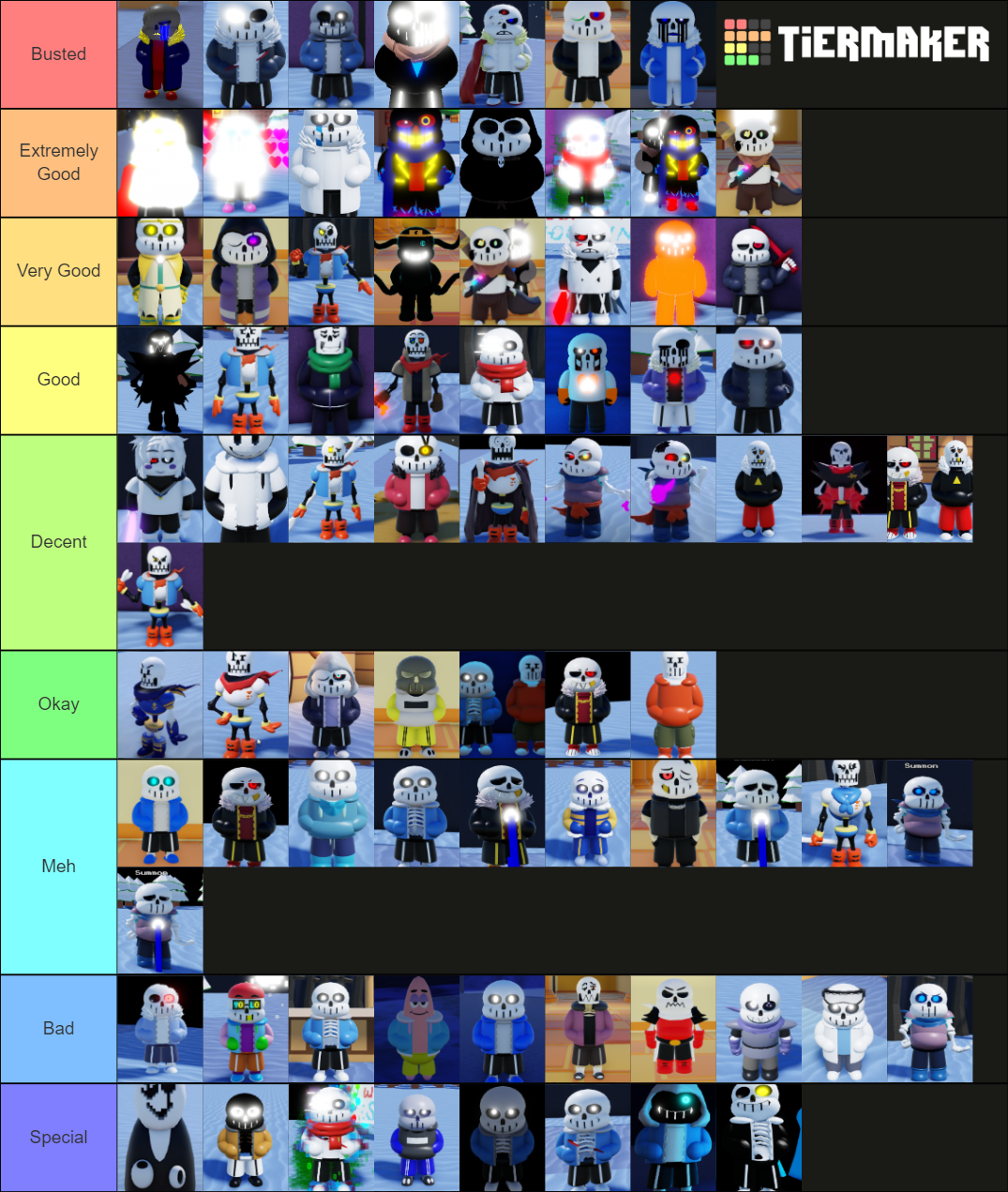 Sans Multiversal Battles 2 Maker Tier List (Community Rankings) - TierMaker