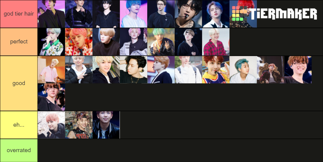 BTS Iconic Hair Colors Tier List (Community Rankings) - TierMaker