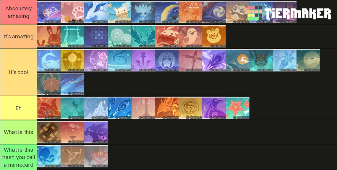 Character namecards Tier List (Community Rankings) - TierMaker