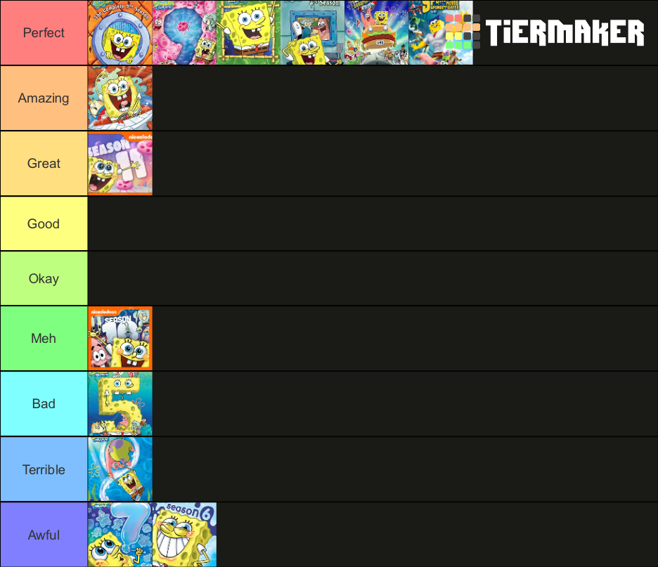 SpongeBob Seasons Ranked Tier List (Community Rankings) - TierMaker
