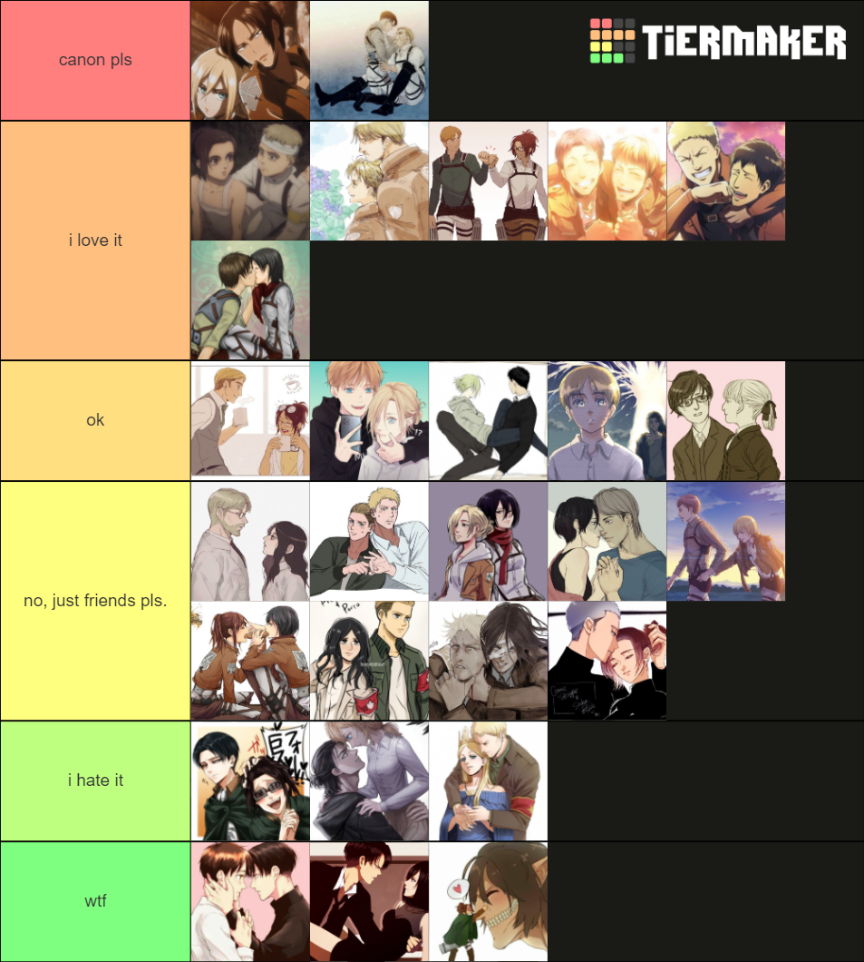 Shingeki no Kyojin ships Tier List (Community Rankings) - TierMaker