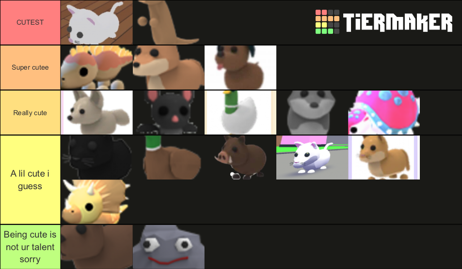 Adopt Me Uncommon Pet Rank Tier Tier List (Community Rankings) - TierMaker