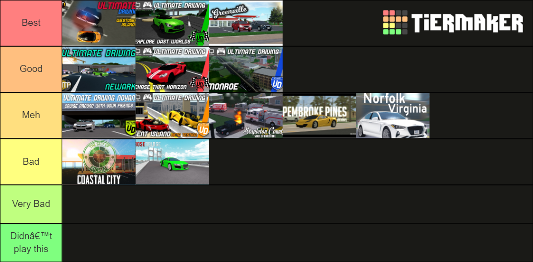 Roblox Driving Games w/ Ultimate Driving Series Tier List (Community ...