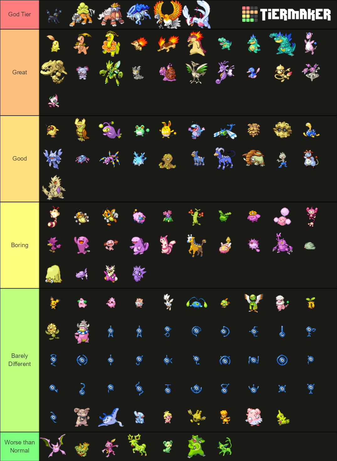Generation 2 Shiny Pokémon Tier List (Community Rankings) - TierMaker