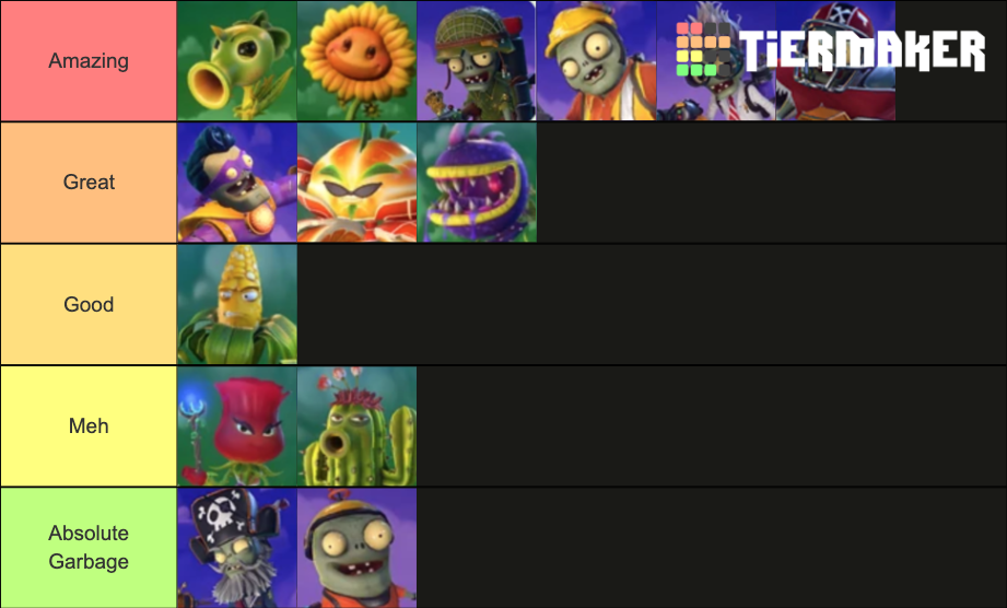 PVZGW2 beginner's class Tier List (Community Rankings) - TierMaker