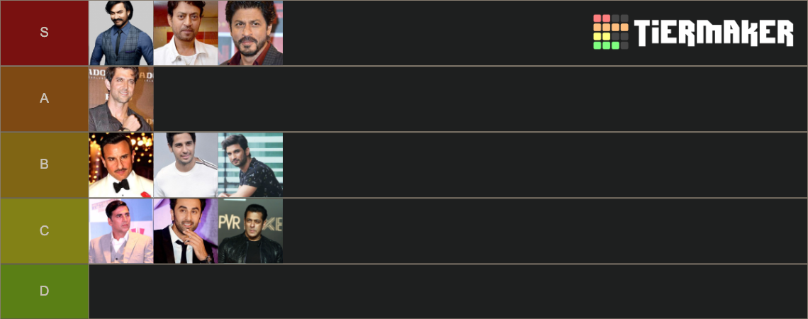 Bollywood Actors Tier List (Community Rankings) - TierMaker