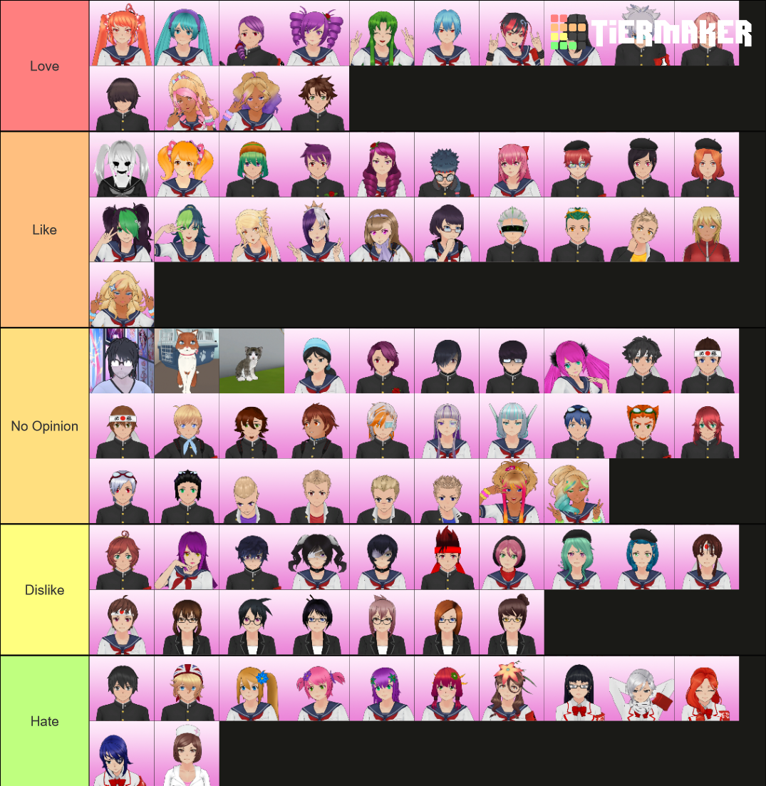 Yandere Simulator Characters Tier List (Community Rankings) - TierMaker