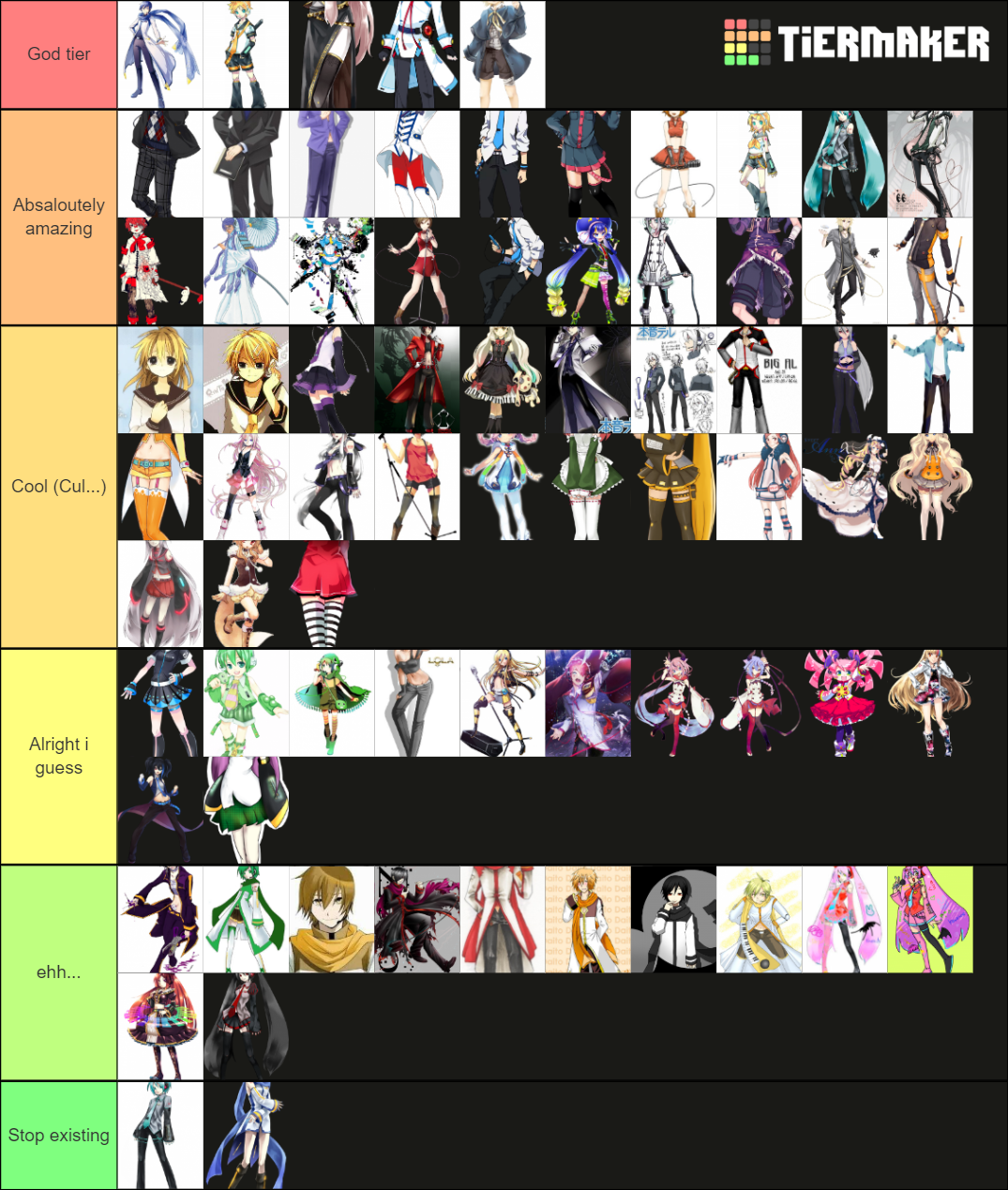 Vocaloids, UTAUS and Fanloids Tier List (Community Rankings) - TierMaker