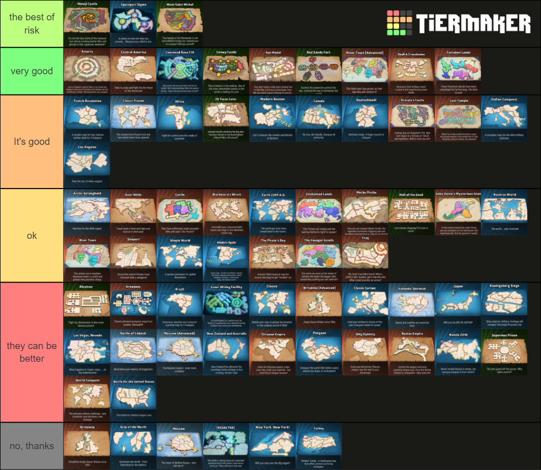 Risk Maps Tier List (Community Rankings) - TierMaker