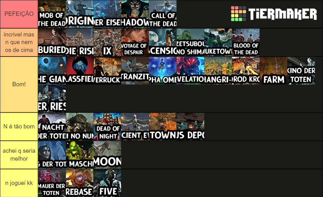 Mapas COD Zombies 3arc Tier List (Community Rankings) - TierMaker