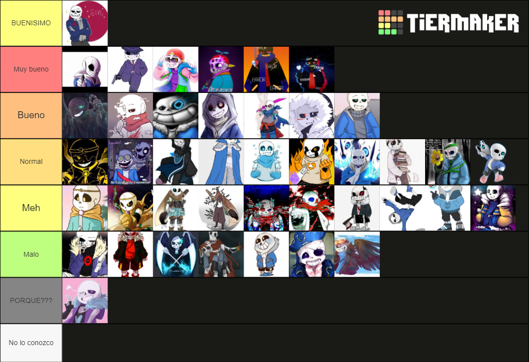 all sans aus Tier List (Community Rankings) - TierMaker