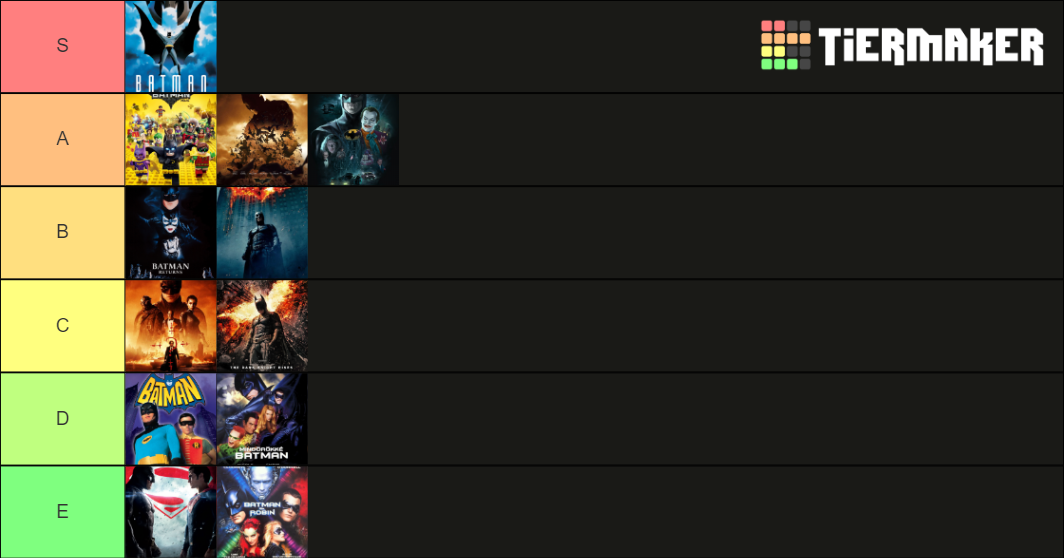 Batman Movie Cinema Releases Tier List (Community Rankings) - TierMaker