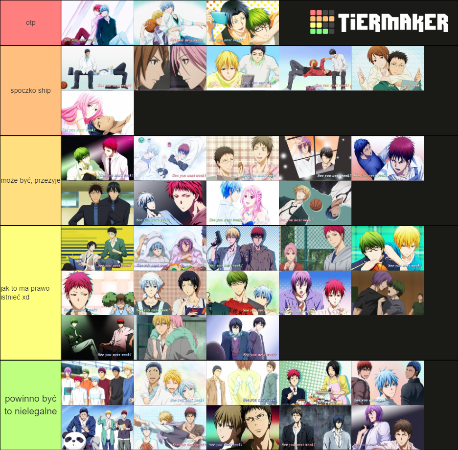 Kuroko no Basket/KNB Ships Tier List (Community Rankings) - TierMaker