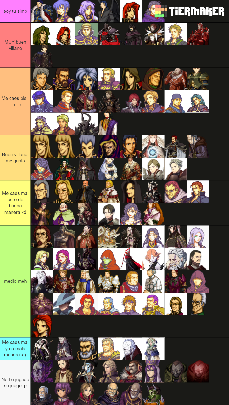 Rank The Fire Emblem Antagonists and Villains Tier List (Community ...