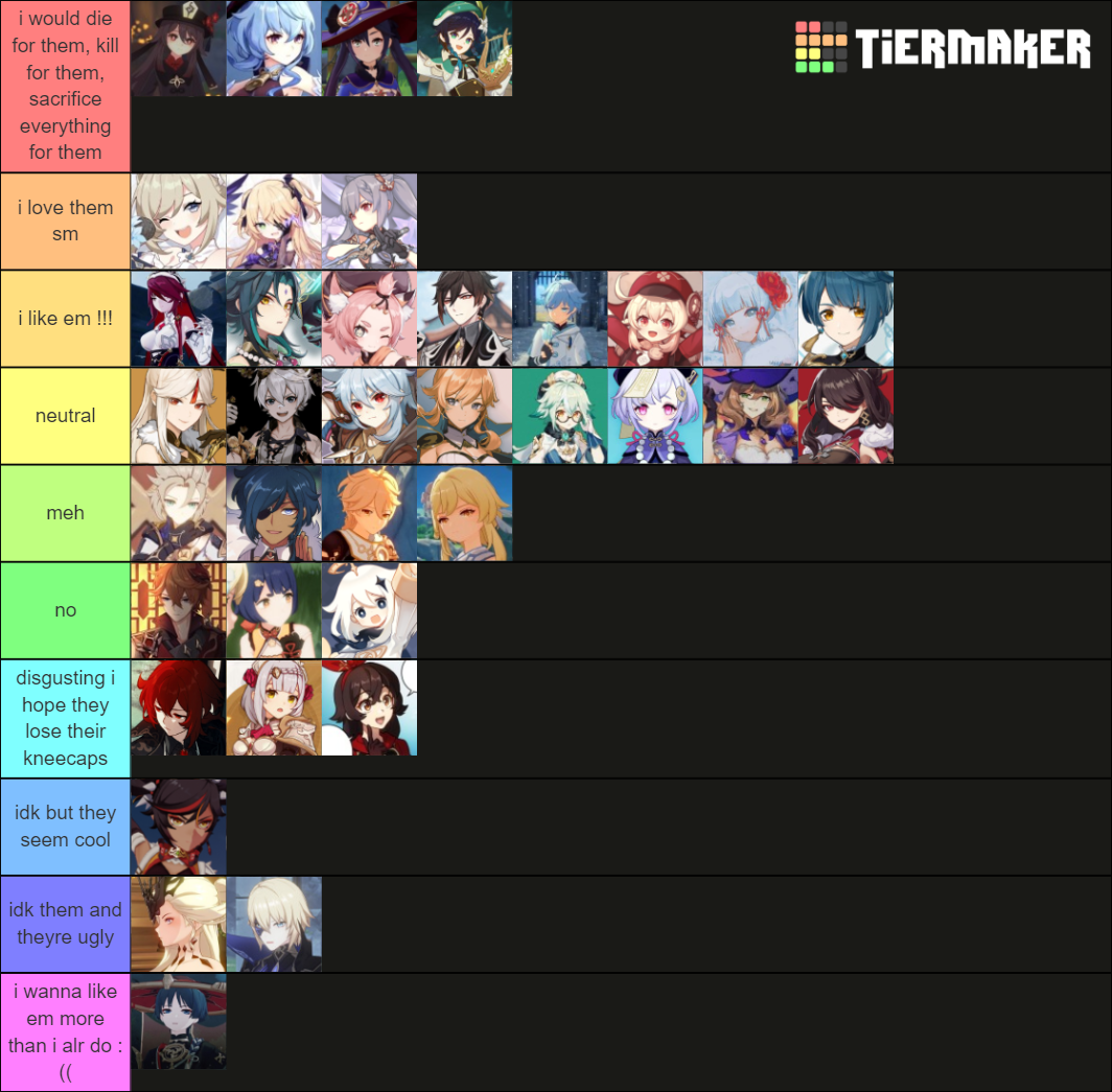 genshin favs by your fav porsche Tier List (Community Rankings) - TierMaker