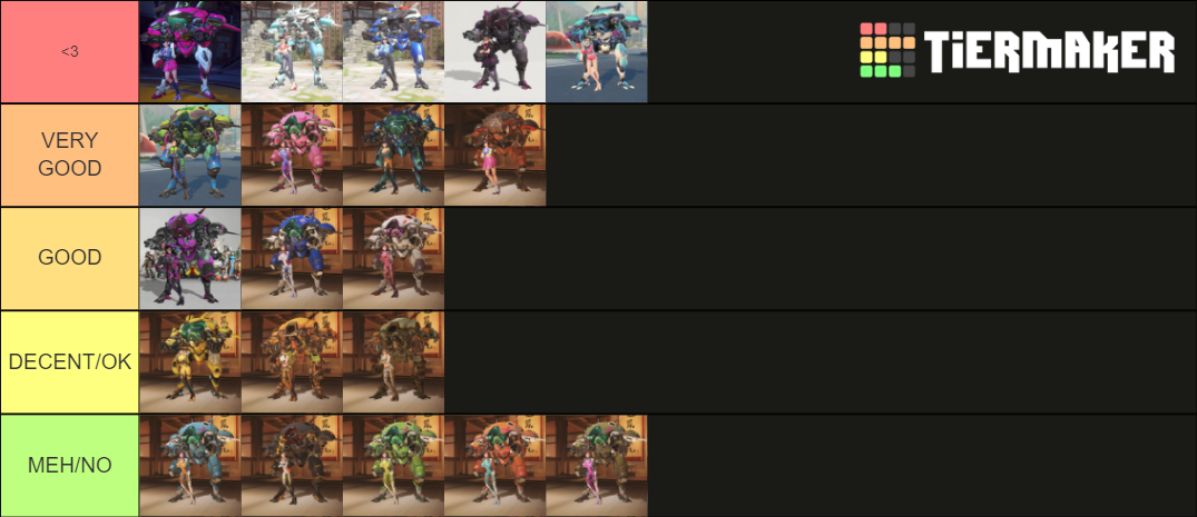 Dva skin (May 2020) Tier List (Community Rankings) - TierMaker