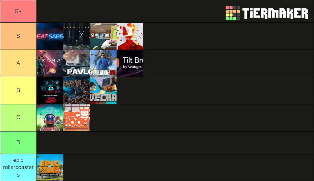 Virtual Reality Games Tier List (Community Rankings) - TierMaker