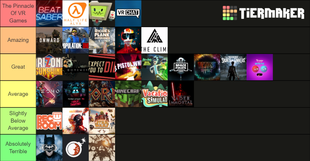 VR Games Tier List (Community Rankings) - TierMaker