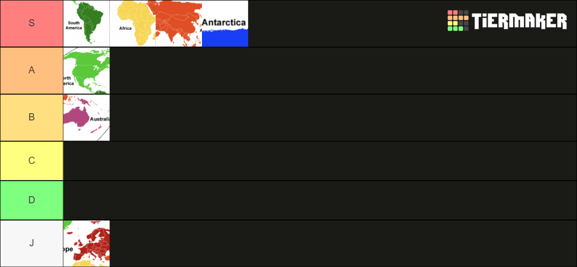 Continents Tier List (Community Rankings) - TierMaker