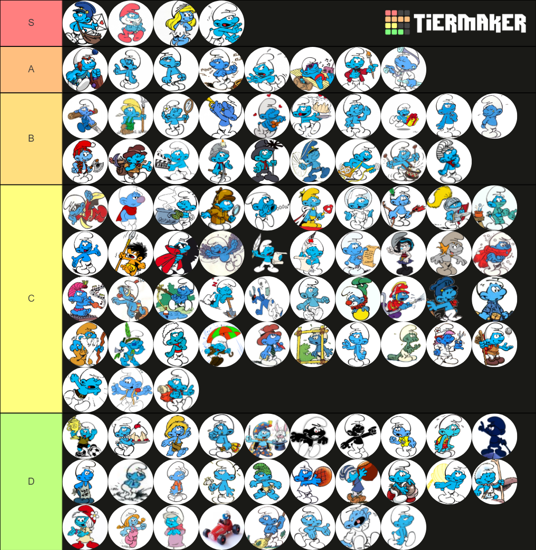 102 Smurfs Tier List (Community Rankings) - TierMaker