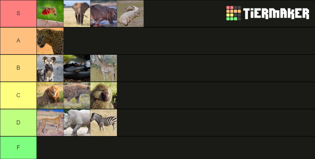 African Savannah Animal Tier List (Community Rankings) - TierMaker