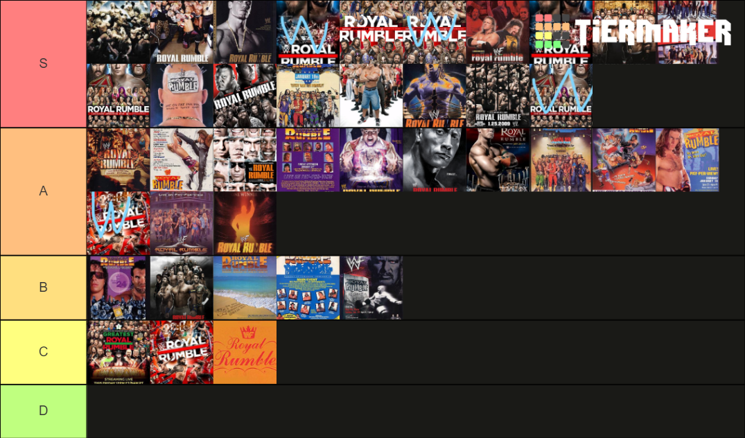 Every Royal Rumble match Ever Tier List (Community Rankings) - TierMaker