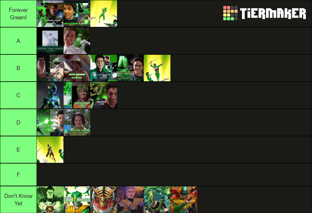 Power Rangers All Green Rangers Tier List (Community Rankings) - TierMaker