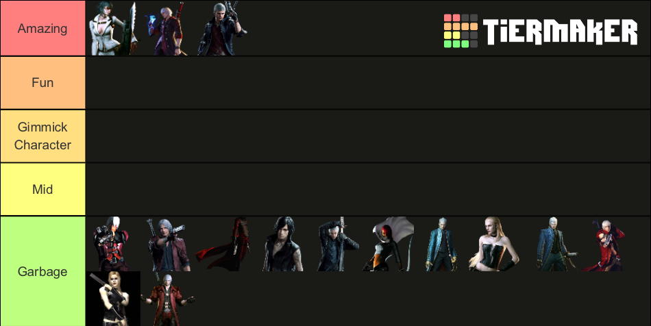 All DMC Characters (gameplay) Tier List (Community Rankings) - TierMaker