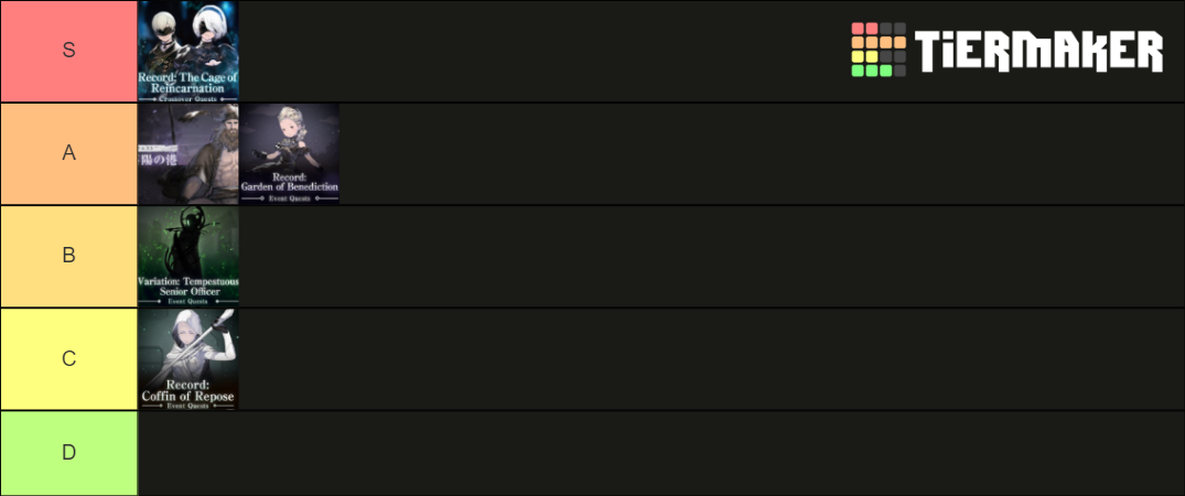 nier reincarnation event Tier List (Community Rankings) - TierMaker