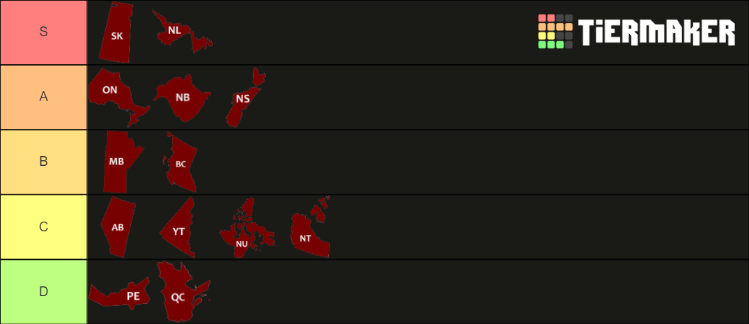 Canadian Shapes (Provinces and Territories) Tier List (Community ...