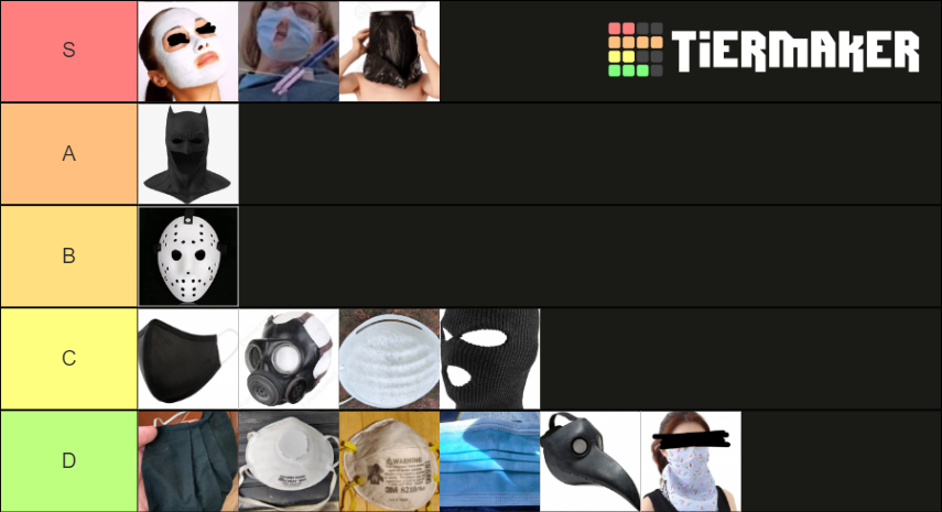face masks Tier List (Community Rankings) - TierMaker