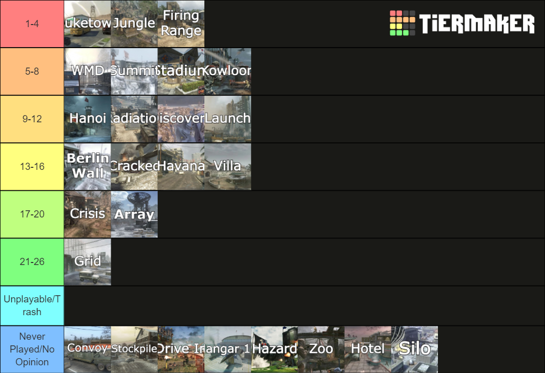 Black Ops 1 Multiplayer Maps w/DLC Tier List (Community Rankings ...