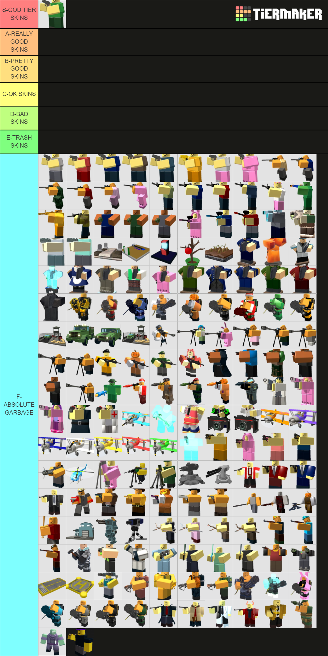 EVERY TDS SKIN Tier List (Community Rankings) - TierMaker