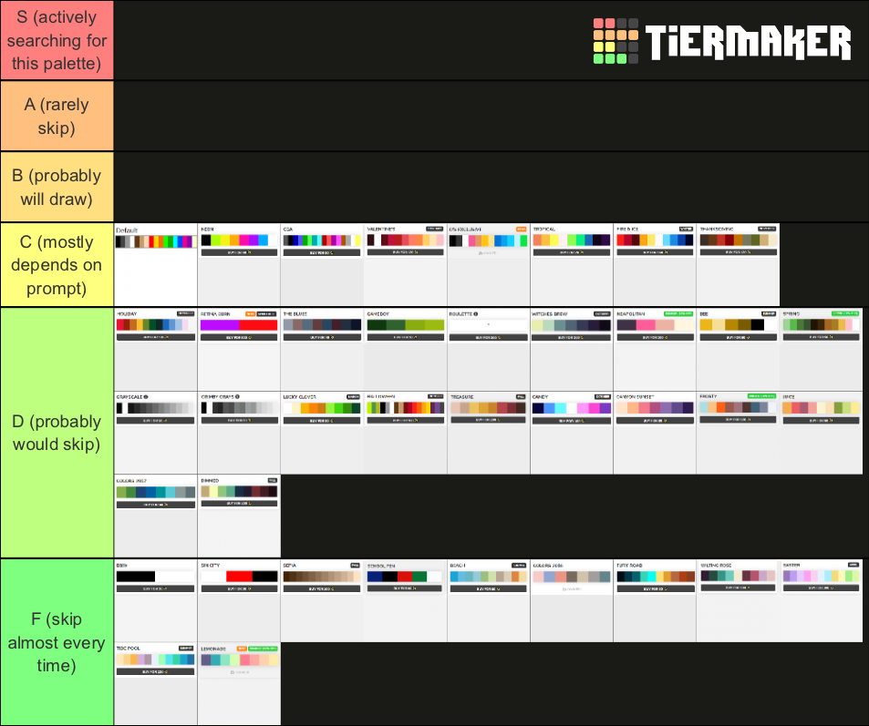 Drawception Palettes Tier List (Community Rankings) - TierMaker
