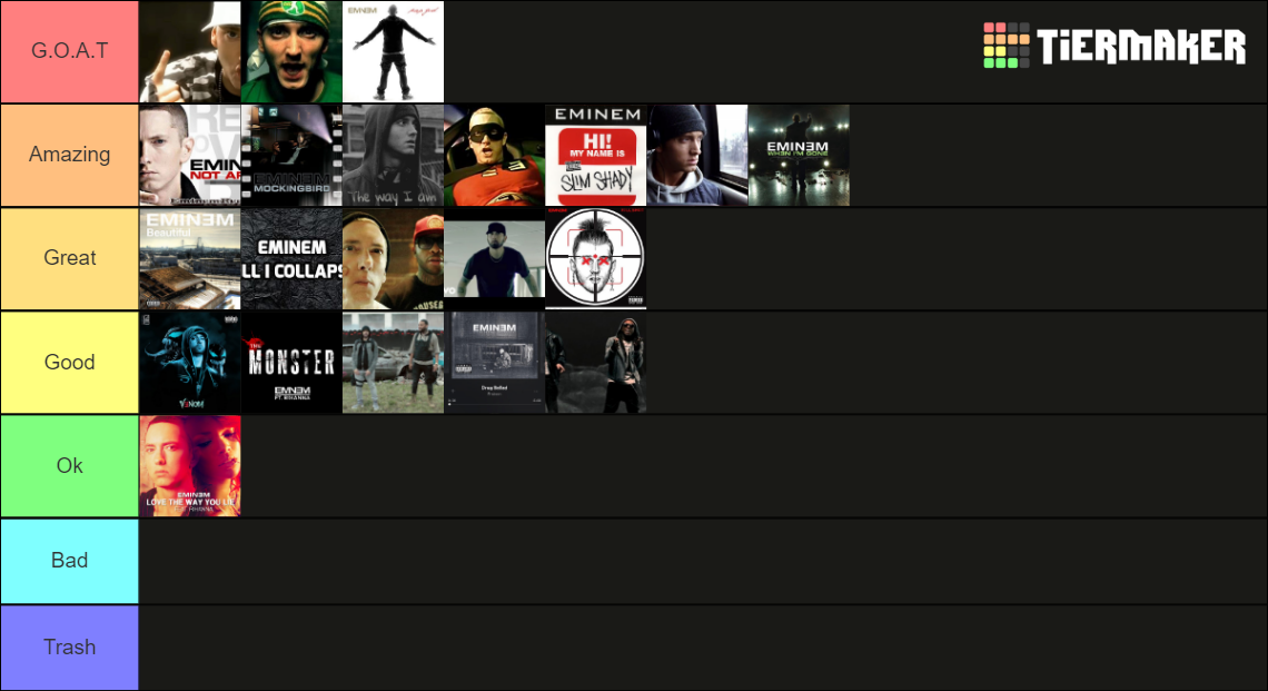 Eminem best songs Tier List (Community Rankings) - TierMaker