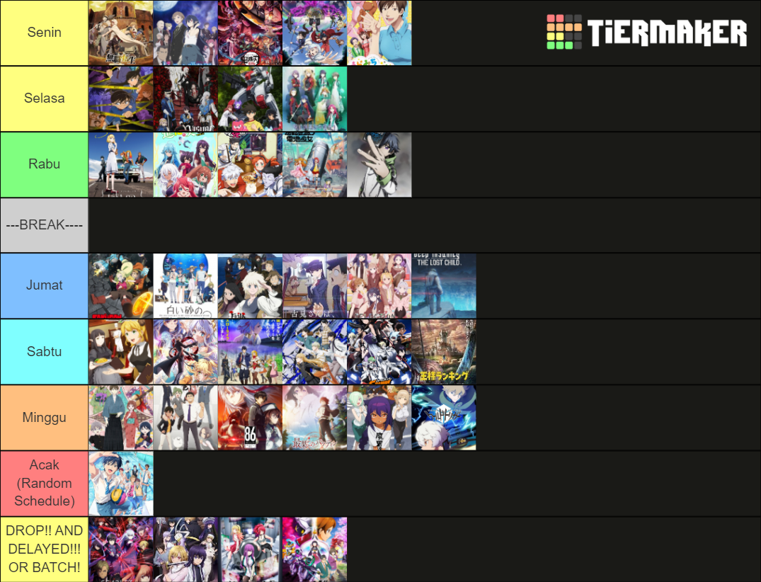 FALL 2021 SCHEDULE LIST Tier List (Community Rankings) - TierMaker