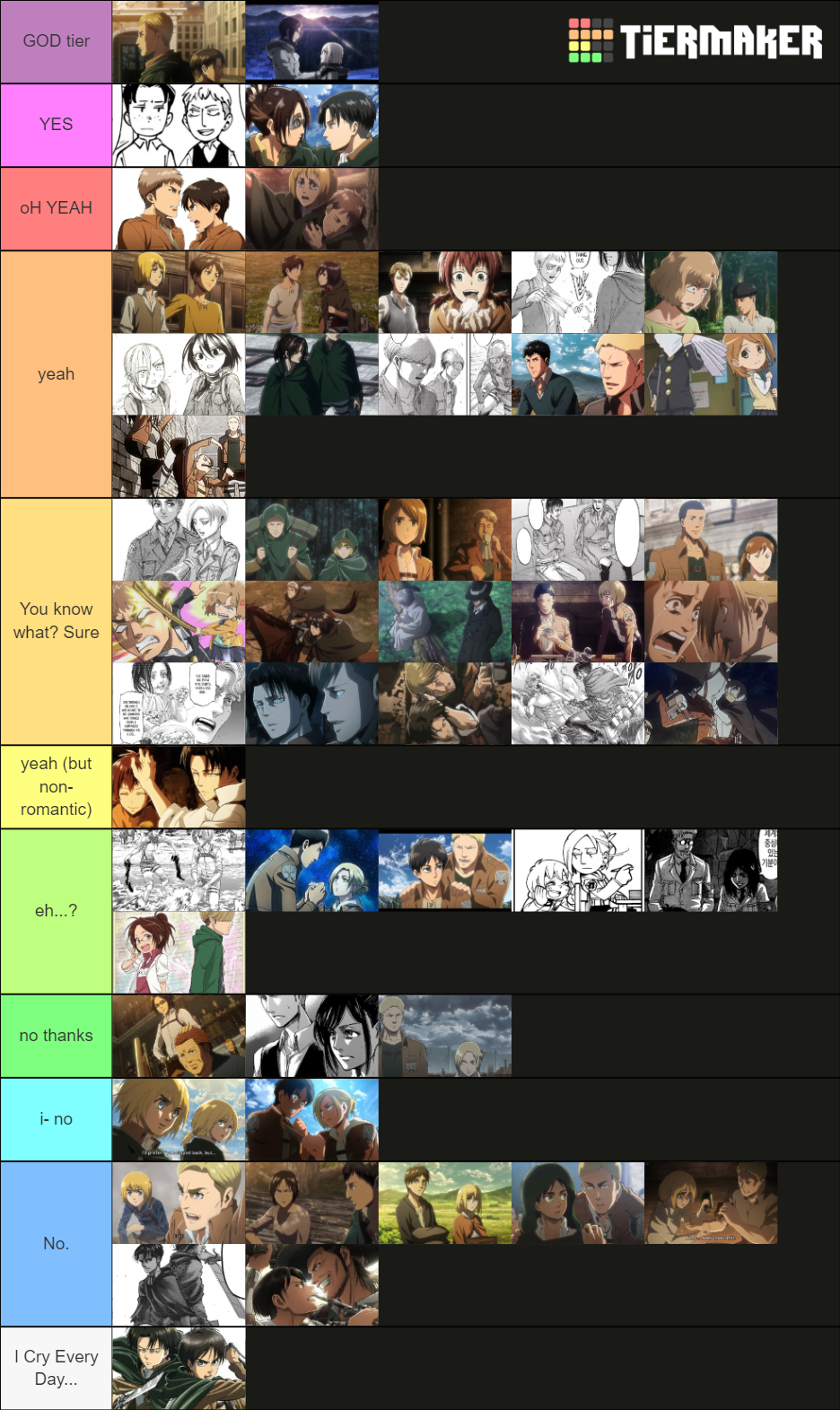 AOT/SNK ships/pairings Tier List (Community Rankings) - TierMaker