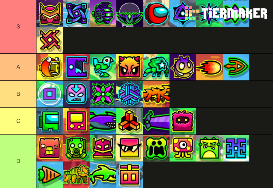 Geometry Dash 2.2 new icons from Icon Contest Tier List (Community ...