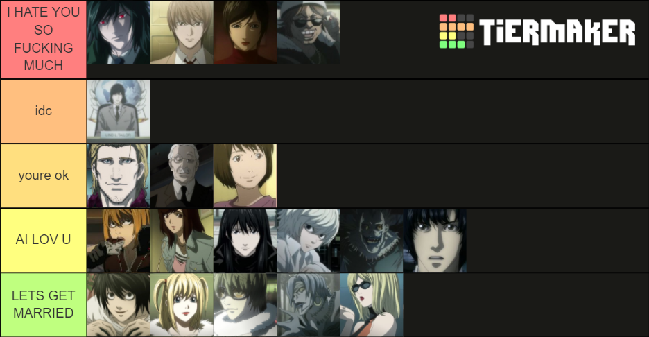 Death Note Characters Tier List (Community Rankings) - TierMaker