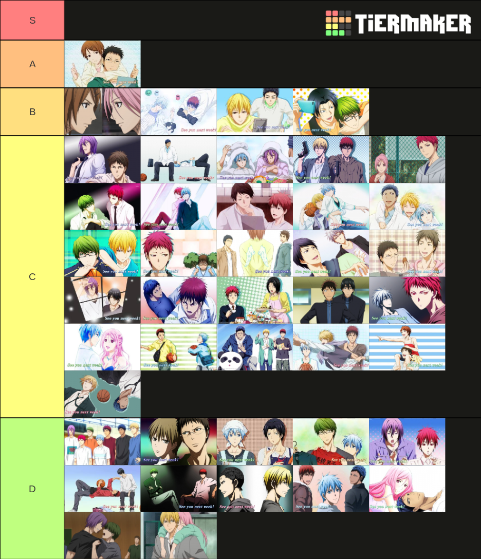 Kuroko no Basket/KNB Ships Tier List (Community Rankings) - TierMaker