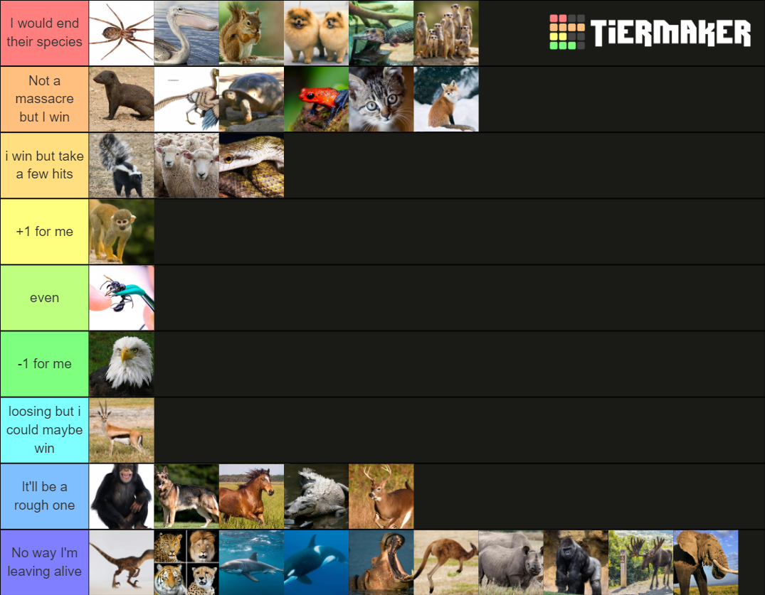 Animals I Could Beat in a Fight Tier List (Community Rankings) - TierMaker