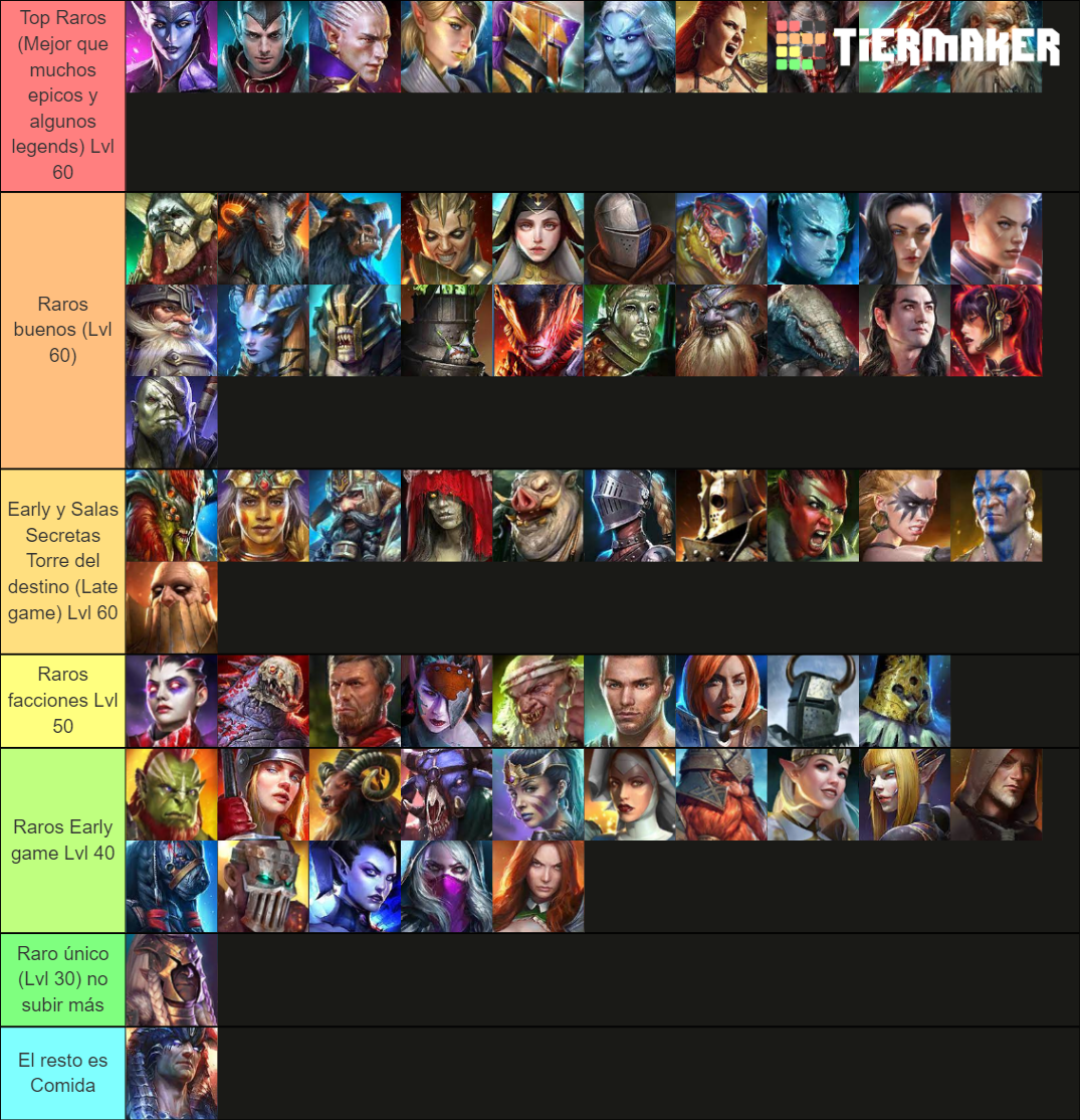 Raros, Infrecuentes Utiles Raid Shadow Legends Sep 2021 Tier List ...