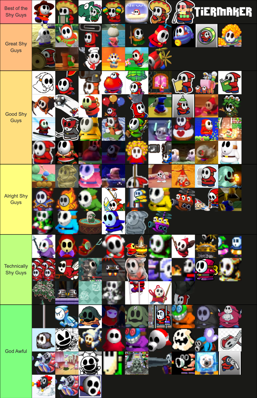Shy Guy Tierlist Tier List (Community Rankings) - TierMaker
