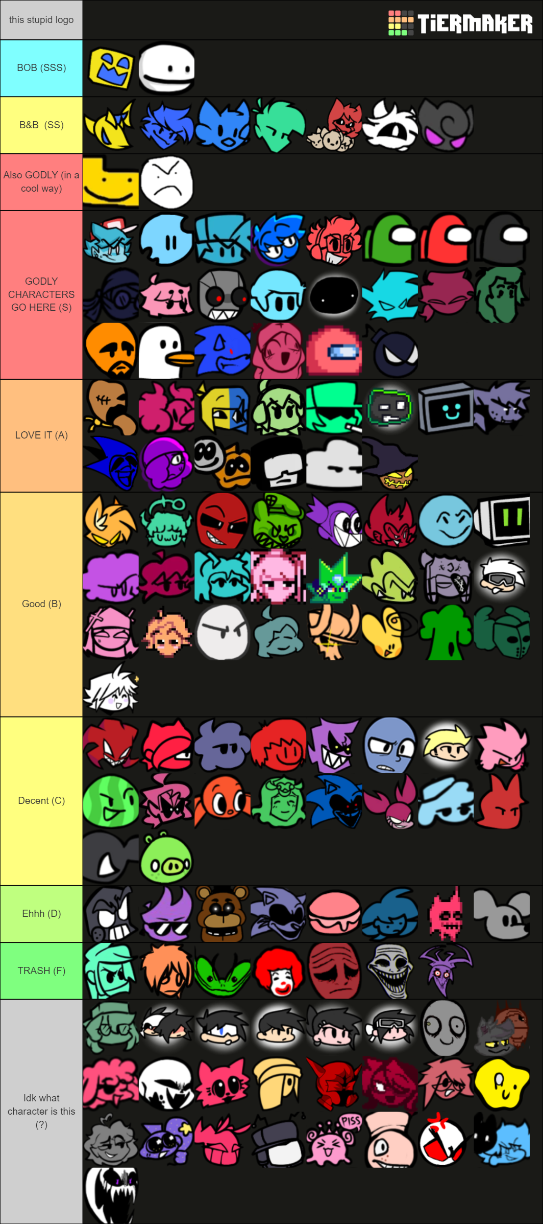 FNF Canon/Mod Characters Tier List (Community Rankings) - TierMaker