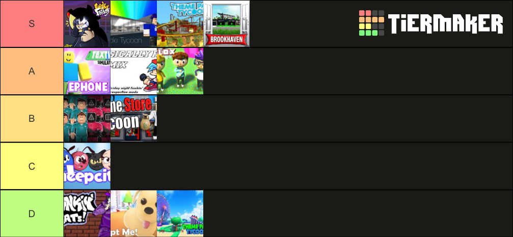 More Roblox Games Tier List (Community Rankings) - TierMaker