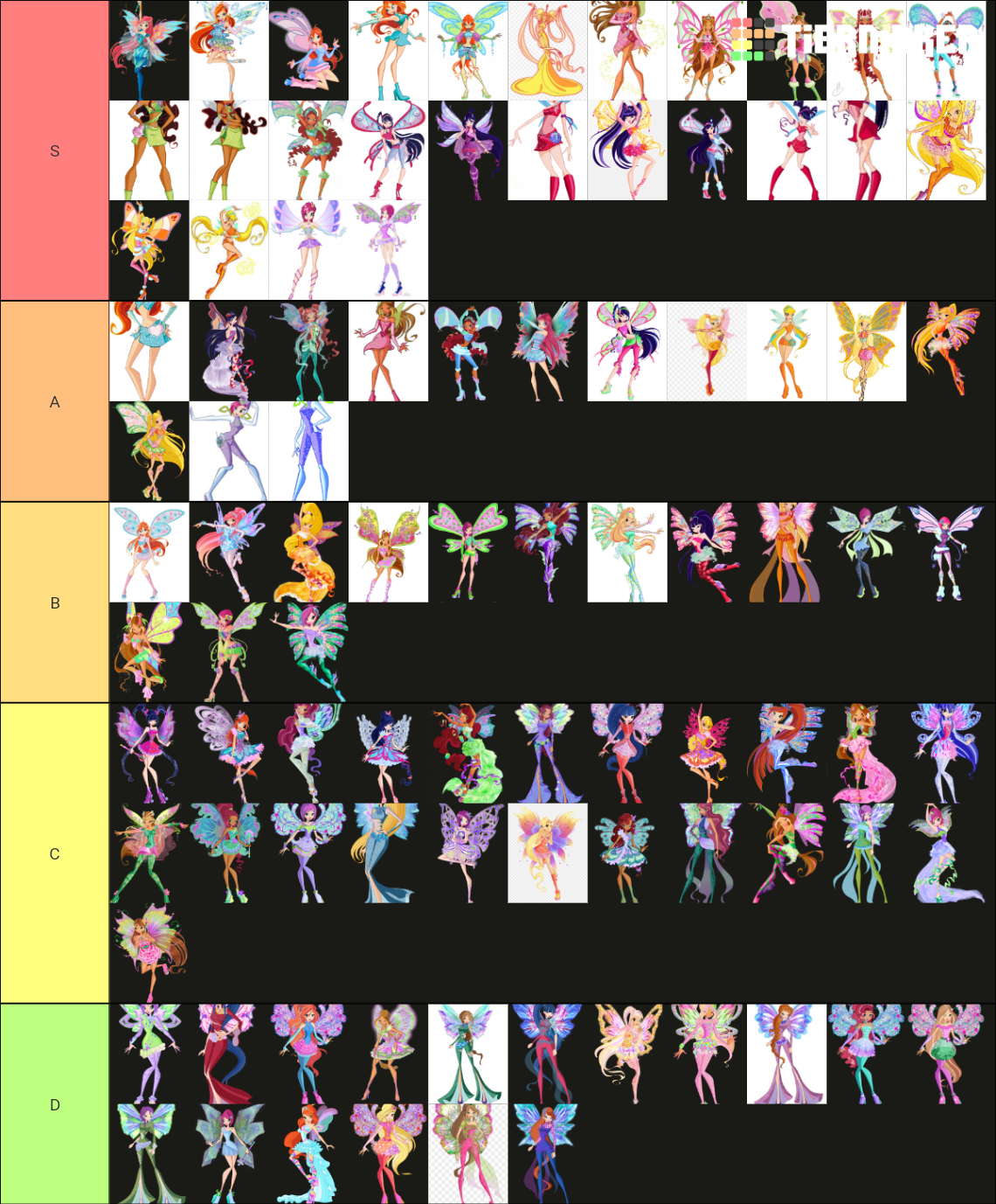 Winx Club transformations Tier List (Community Rankings) - TierMaker