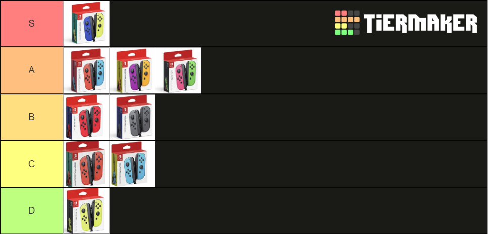 Joy Con colors ranked Tier List (Community Rankings) - TierMaker